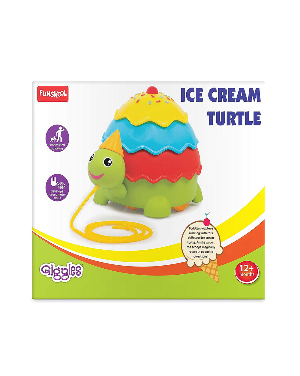 Funskool Giggles Ice Cream Turtle Push & Pull Toy-9M+-Extra 10% Off ...
