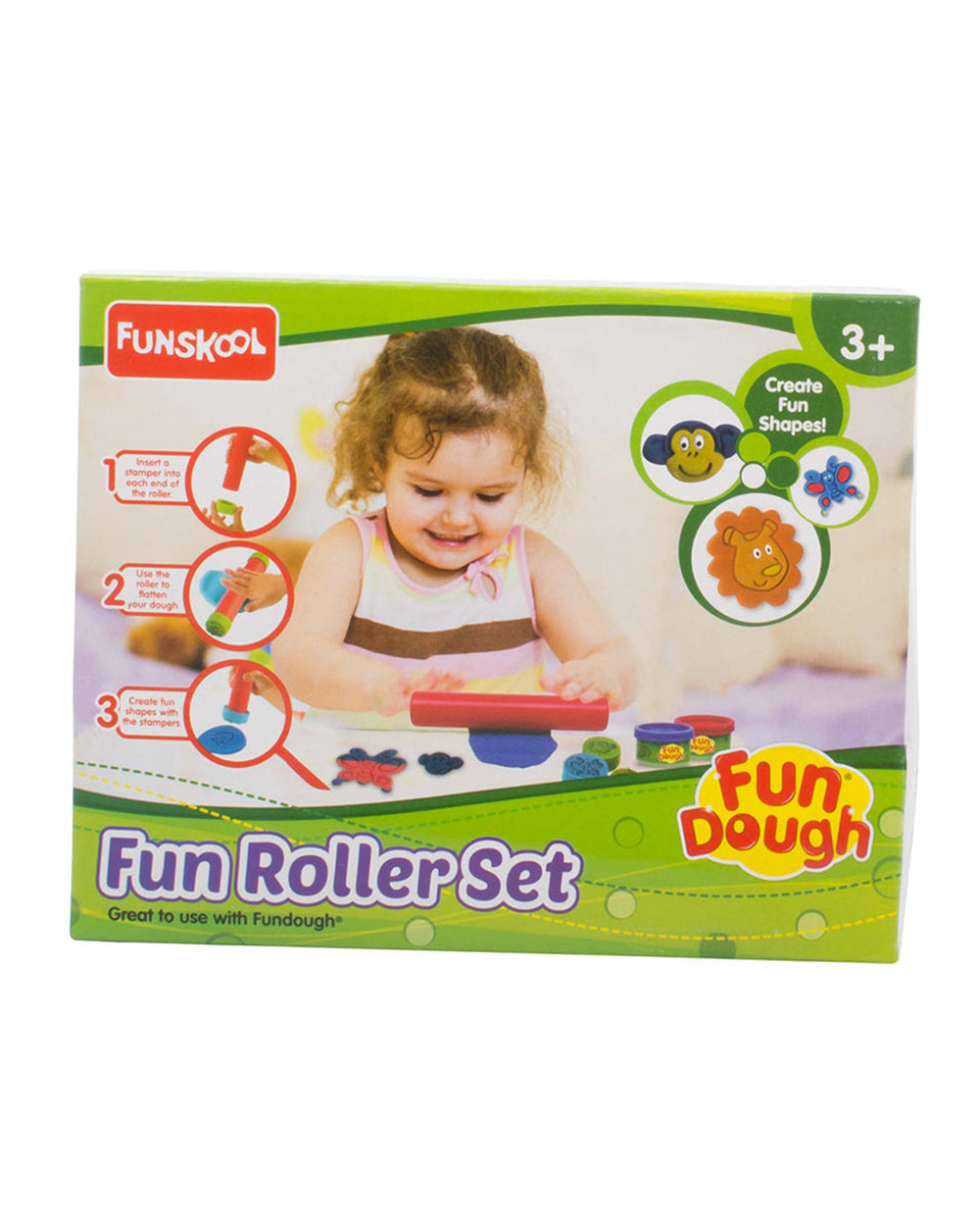 Funskool Fundough Fun Roller Set-With 6 Stampers, 2 Tools & 2 Clay Tubs ...