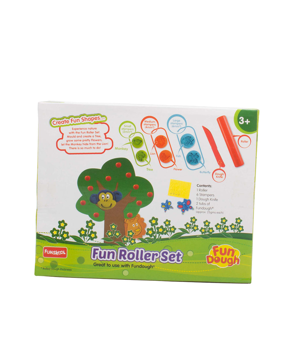 Funskool Fundough Fun Roller Set-With 6 Stampers, 2 Tools & 2 Clay Tubs ...