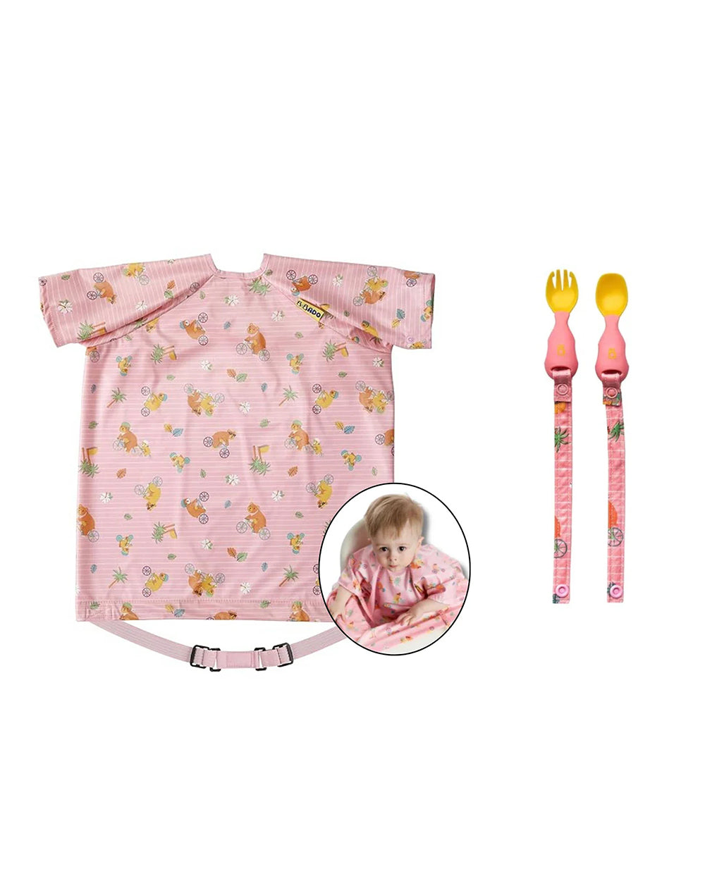 Bibado Short Sleeve Coverall Weaning Bib & Attachable Handi Cutlery ...