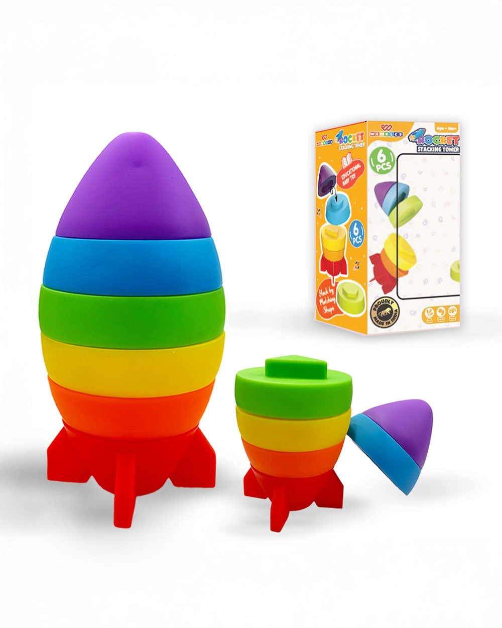Wembley Rocket Stacker-Shape Sorter & Stacker-Includes 6 Shapes-Learni ...