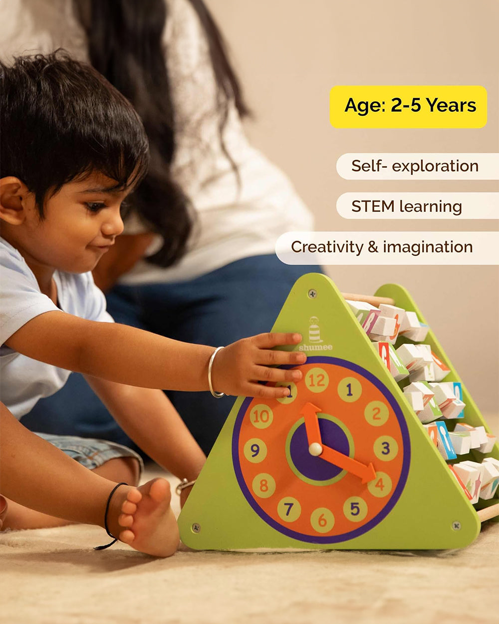 Shumee Wooden Activity Triangle-With Abacus, Chalkboard & Alphabets ...