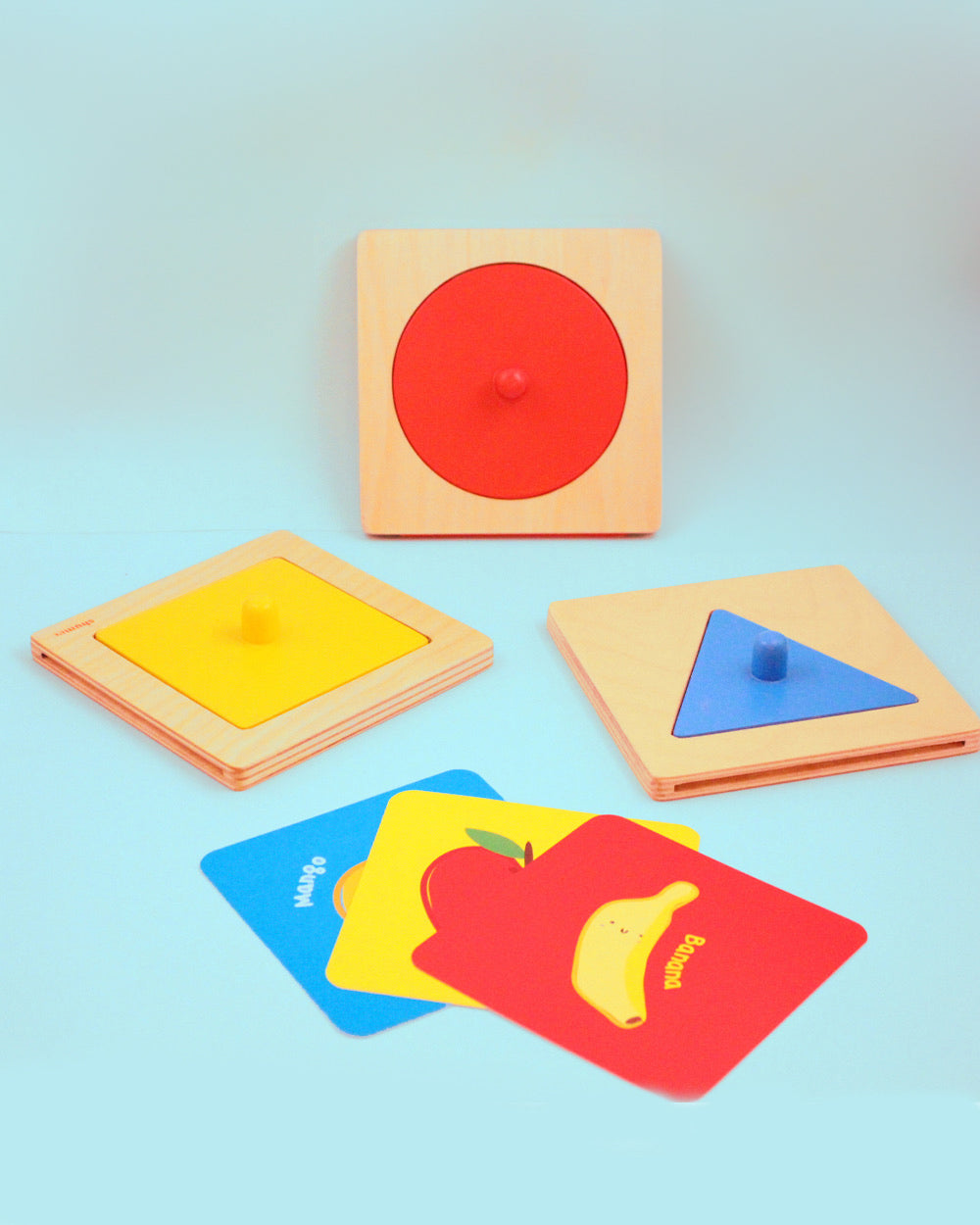 Shumee Montessori Wooden Shapes Peg Puzzle-With 3 Puzzle & 9 Flash ...