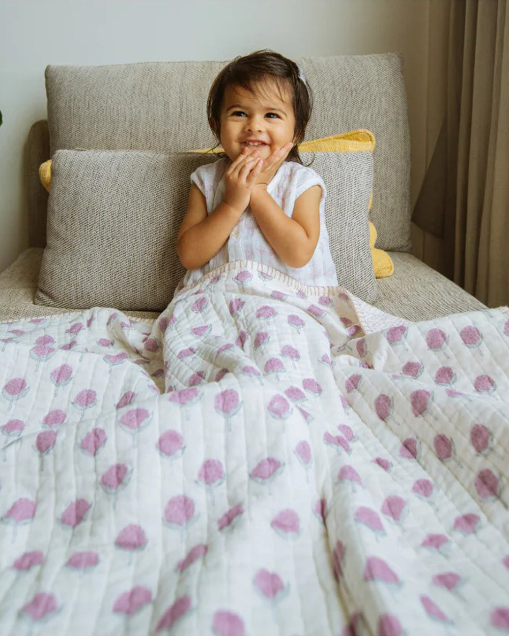 Dulaar Hand Block Printed A Day With Dinos Reversible Baby Quilt-Pure ...